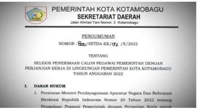 Ini Syarat dan Cara Daftar PPPK Formasi Guru Pemkot Kotamobagu ... Ini Syarat dan Cara Daftar PPPK Formasi Guru Pemkot Kotamobagu ...